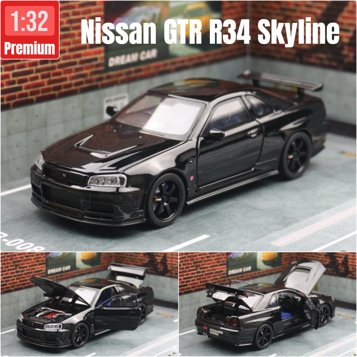 1/32 Nissan Skyline GTR R34 JDM Toy Car Model Diecast Vehicle Miniature ...