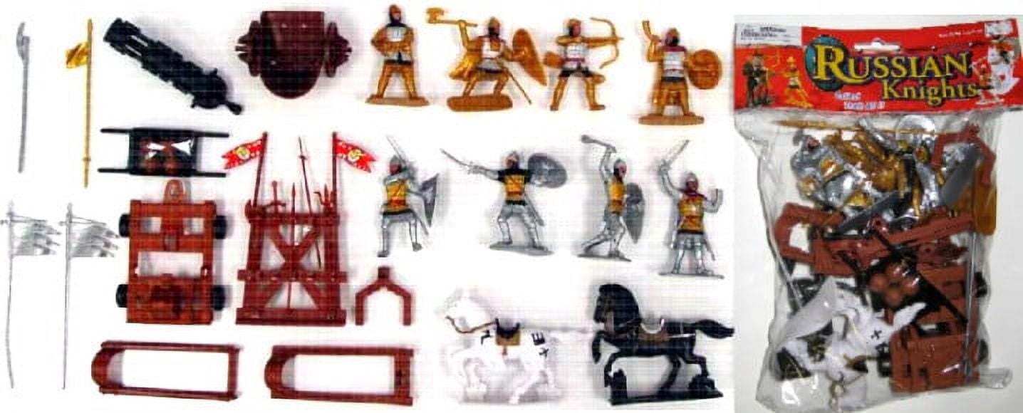 1/32 Russian Knights Figure Playset (8 w/Weapons, Catapults & 2 Horses ...