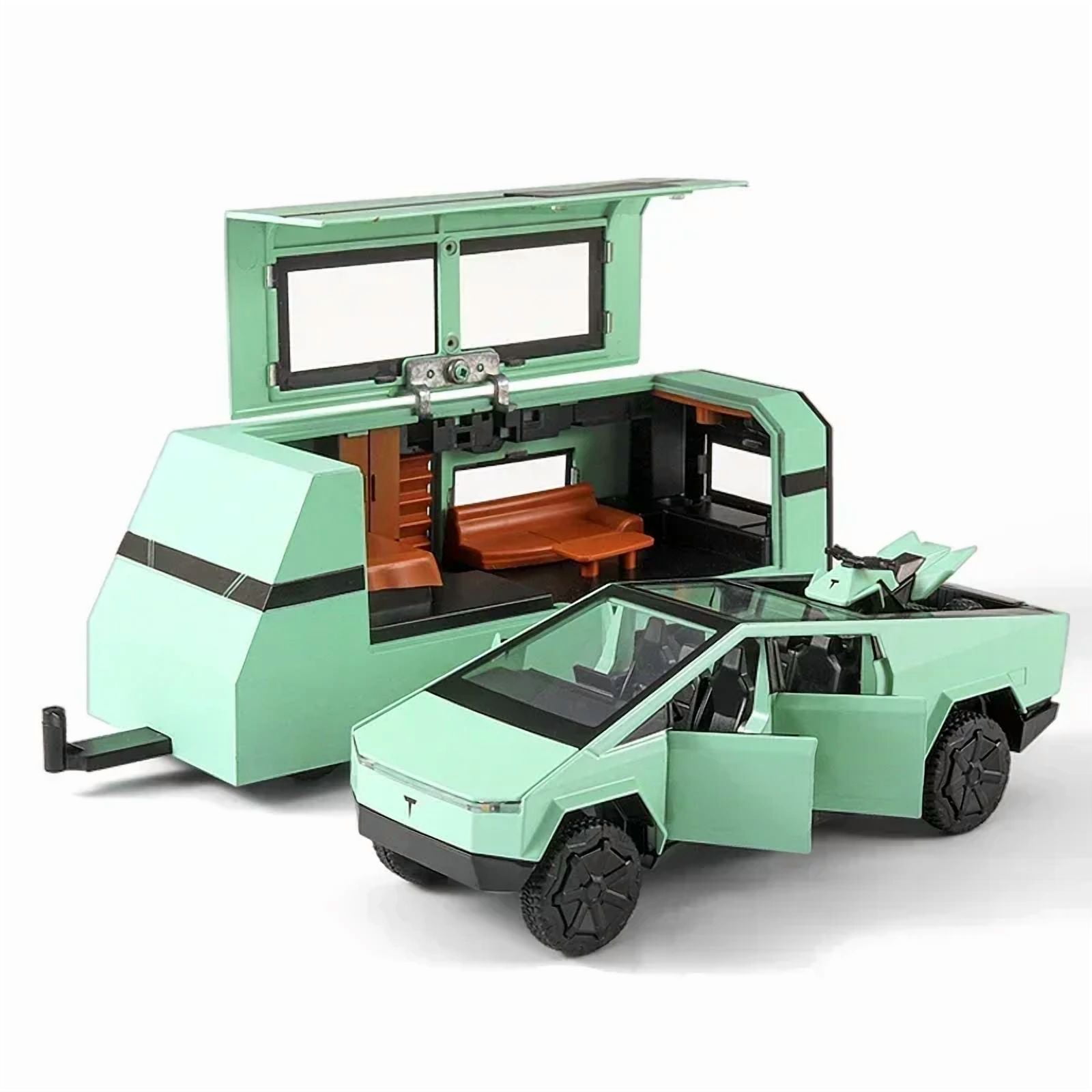 1:32 Tesla Cybertruck Pickup Trailer Alloy Car Model Diecast Metal Toy ...