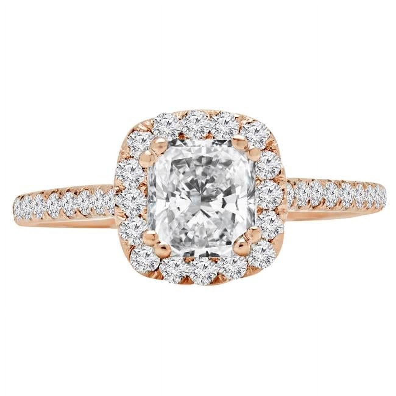 1.33 CTW Cushion Diamond Cathedral Cushion Halo Engagement Ring with ...