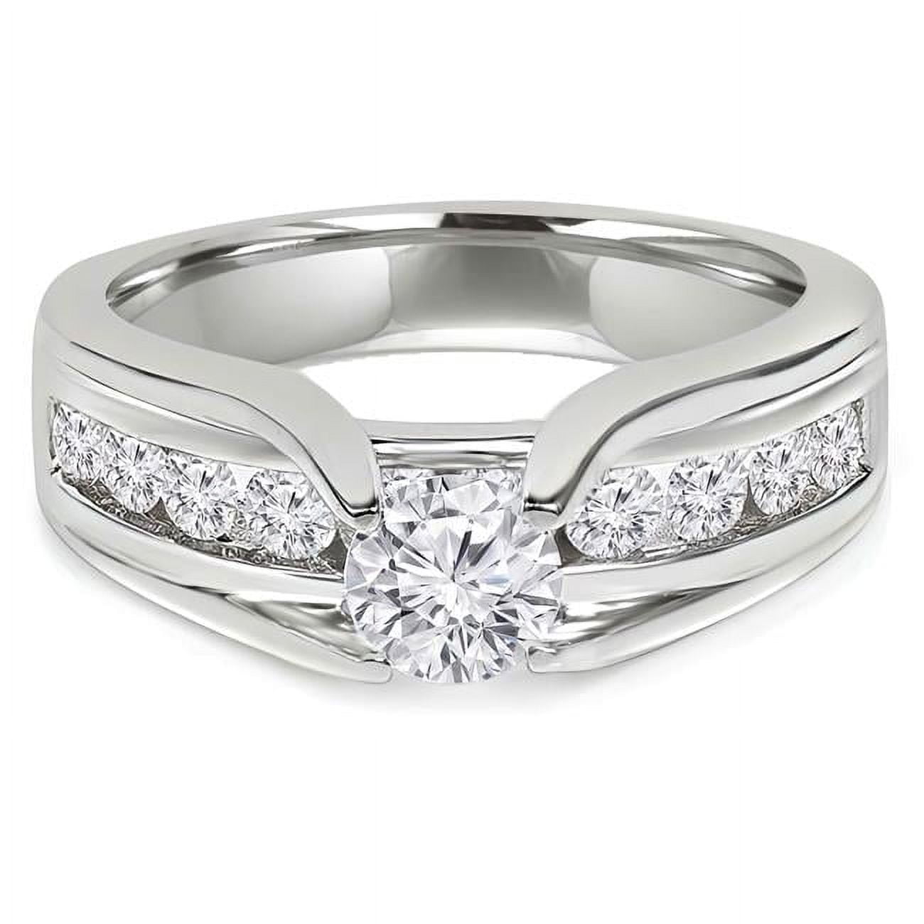 1.33 CTW Round Lab Created Diamond Open Bridge Solitaire with Accents ...