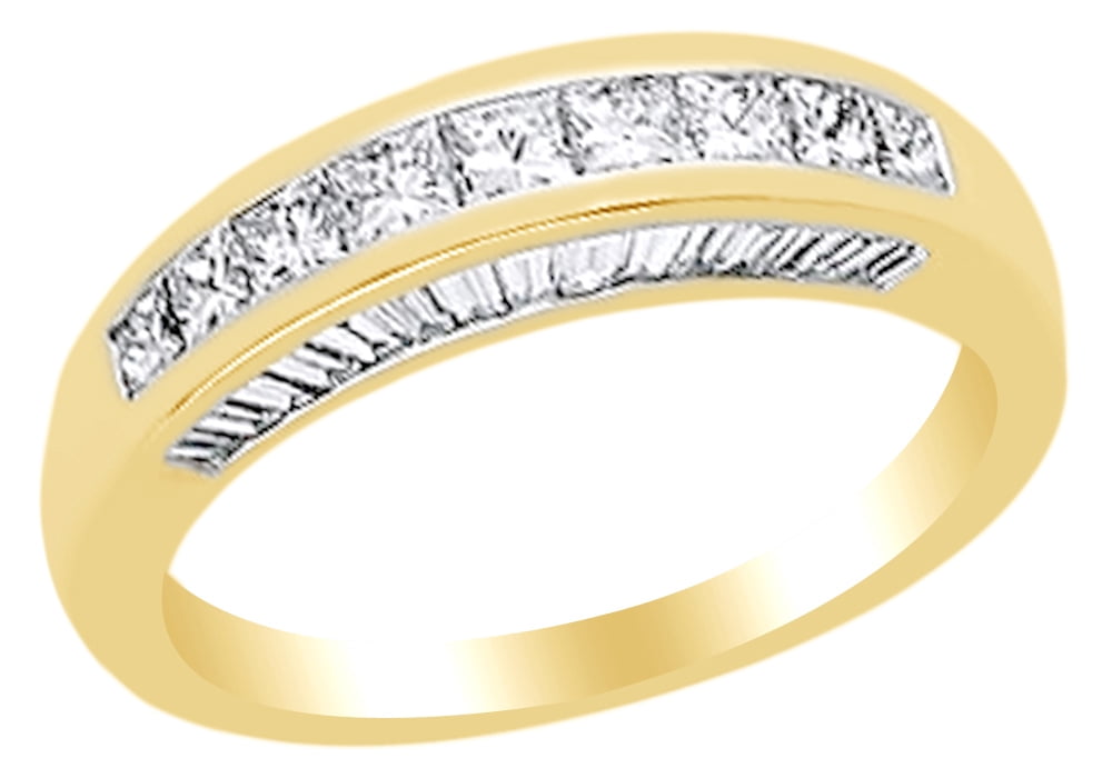 AFFY 1.33 Ct Princess Cut White Natural Diamond Anniversary Band Ring ...