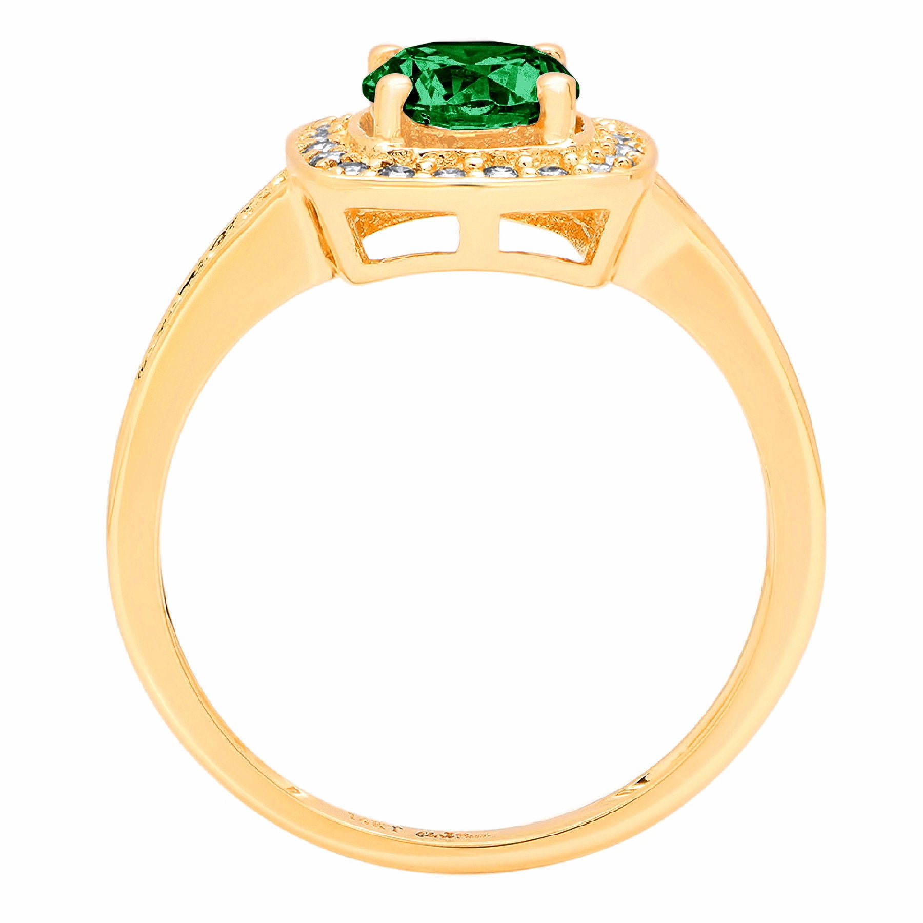 1.335 ct Round Cut Simulated Emerald Halo Engagement Ring for Women in ...