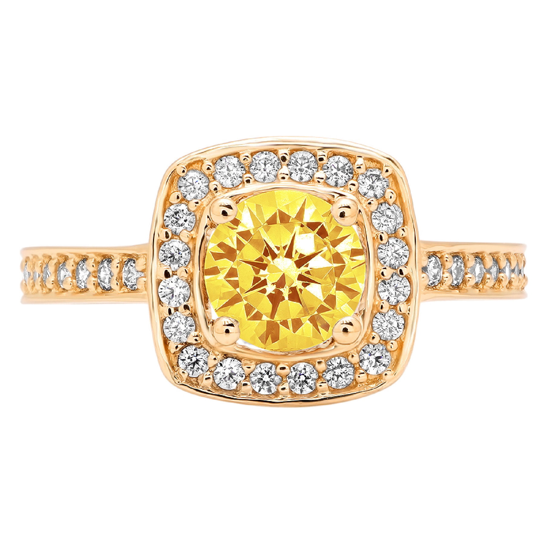 1.335 ct Round Cut Simulated Yellow Diamond with Simulated Diamond Halo ...