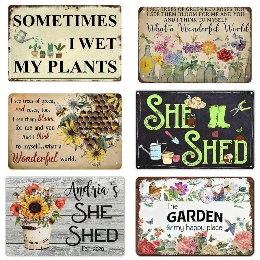 1/34pcs,Garden Poster Vintage Metal Tin Signs Gardening Vintage Metal ...
