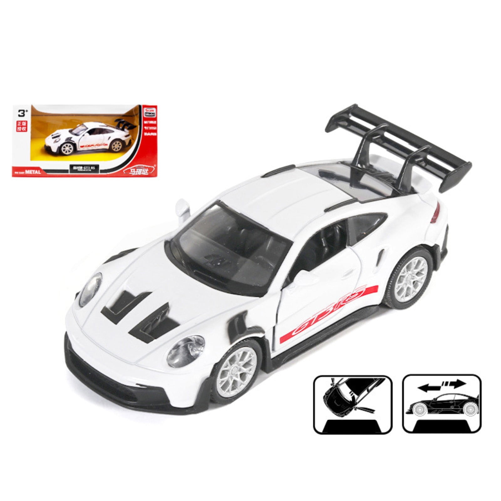 1/36 Scale 911 3 RS Diecast Car Models Pull Back Vehicles 911 Toy Car ...