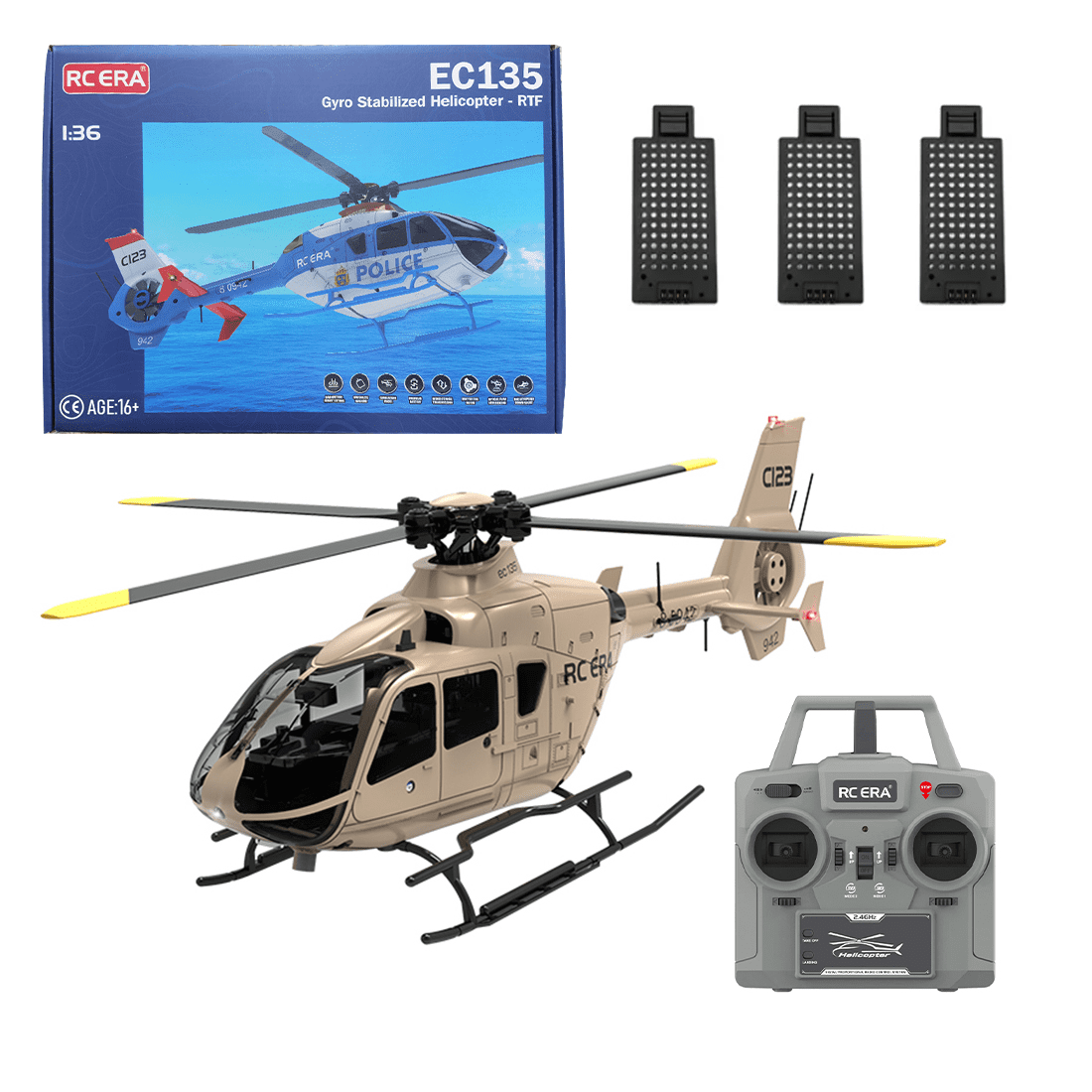 1:36 Scale C123 EC135 RC Helicopter for Adults, 2.4G 6CH Single-Rotor ...