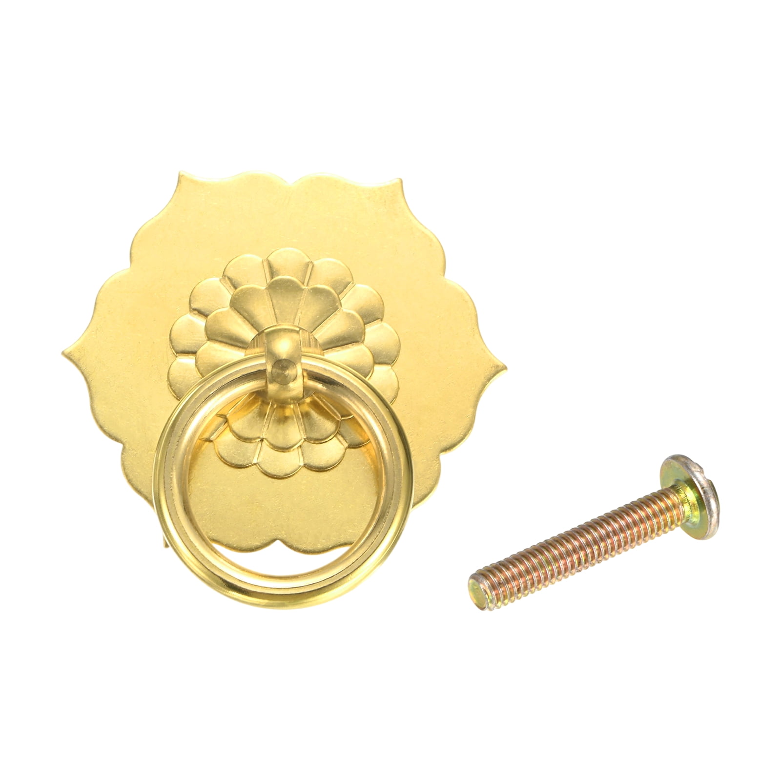 1.38" Brass Drawer Pulls and Knobs with Screws, Flower Shape, Gold Tone ...