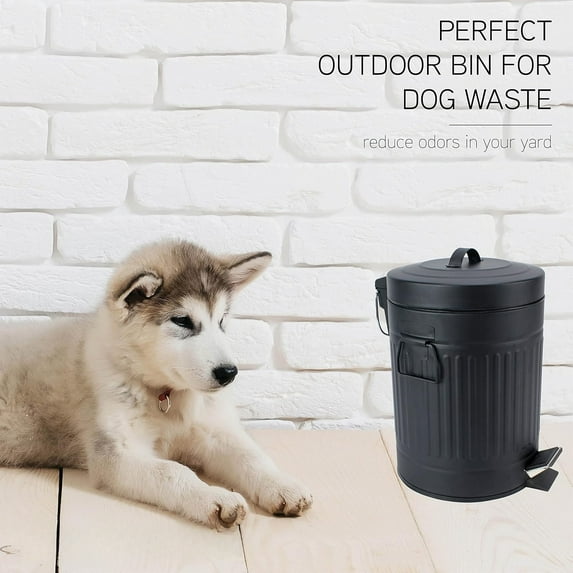 1.3Gal/5L Black Stainless Steel Round Step Trash Can with Lid for ...