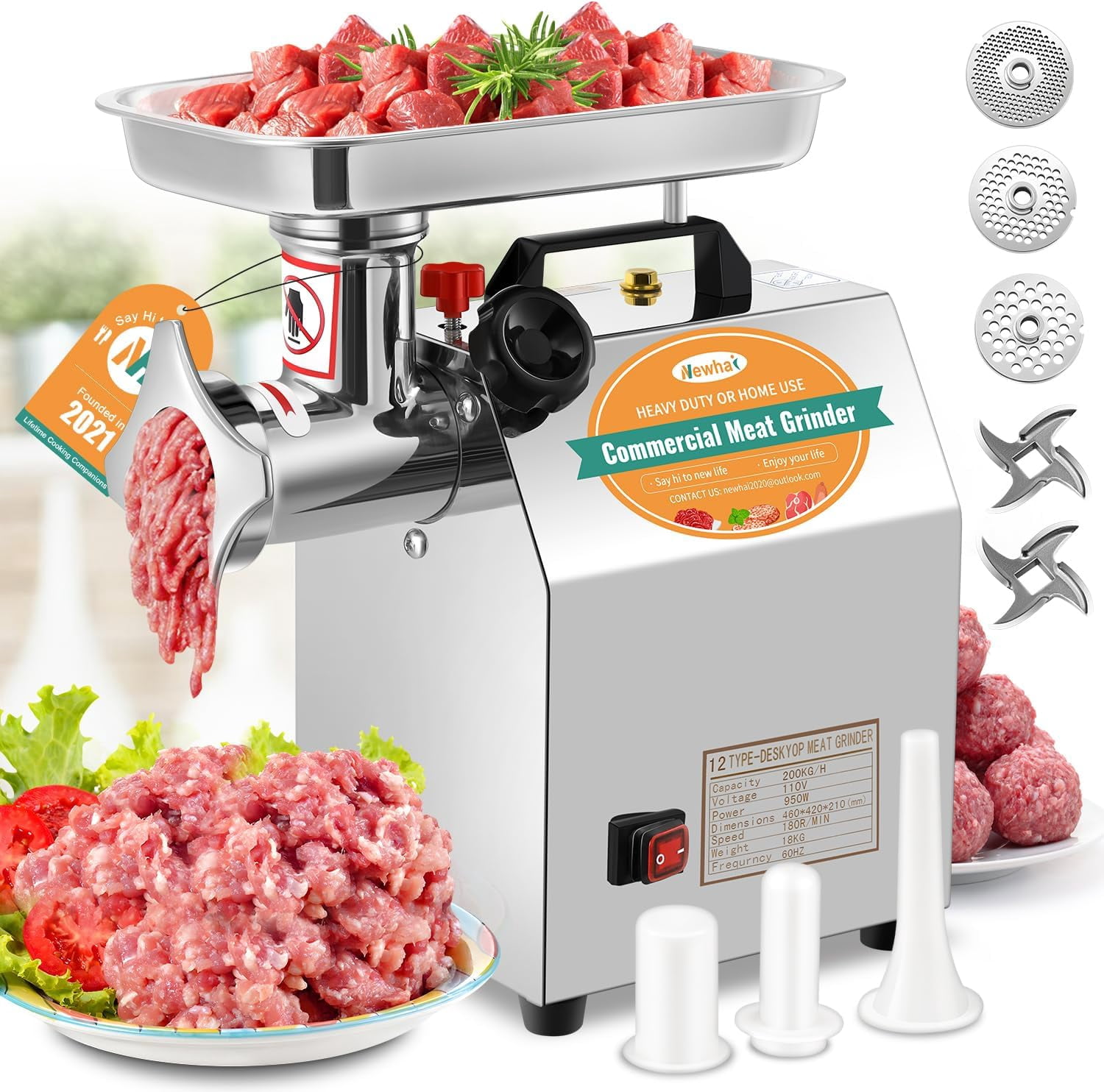 1.3HP Commercial Meat Grinder Electric Meat Grinding Machine Heavy Duty ...