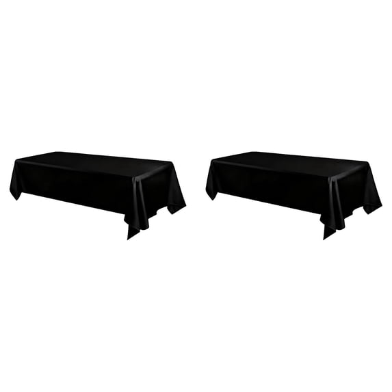 1-3PC Stain Resistant Black Tablecloth 60x102 Inch Washable Polyester ...