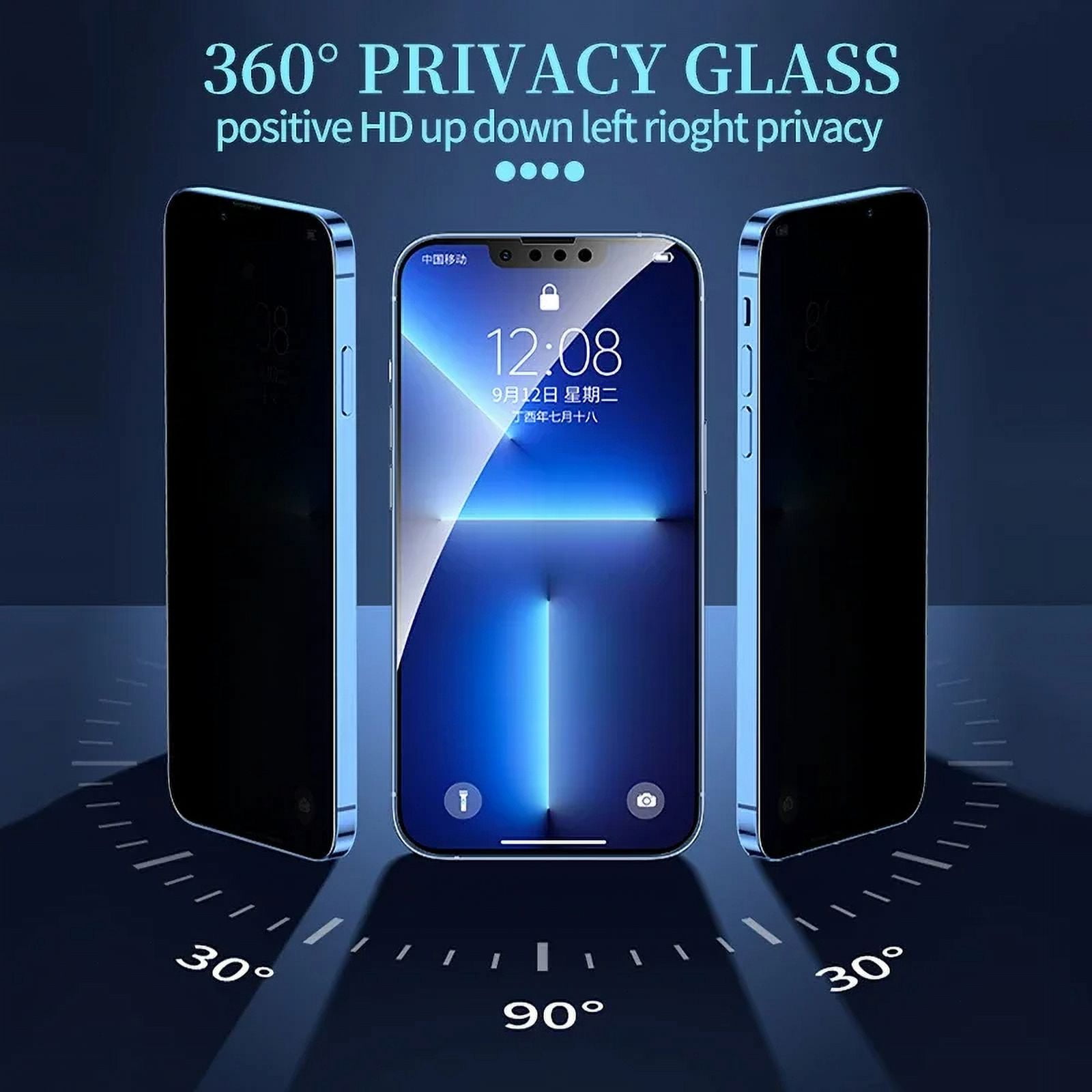 1-3PCS Anti-Spy Film 360 Degree For Apple iPhone 15 13 14 12 11 Pro Max ...