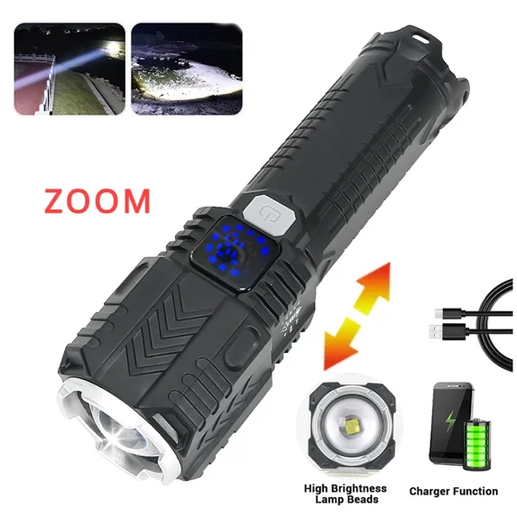 1-3Pack Portable LED Flashlight Ultra Bright USB Rechargeable Zoom ...