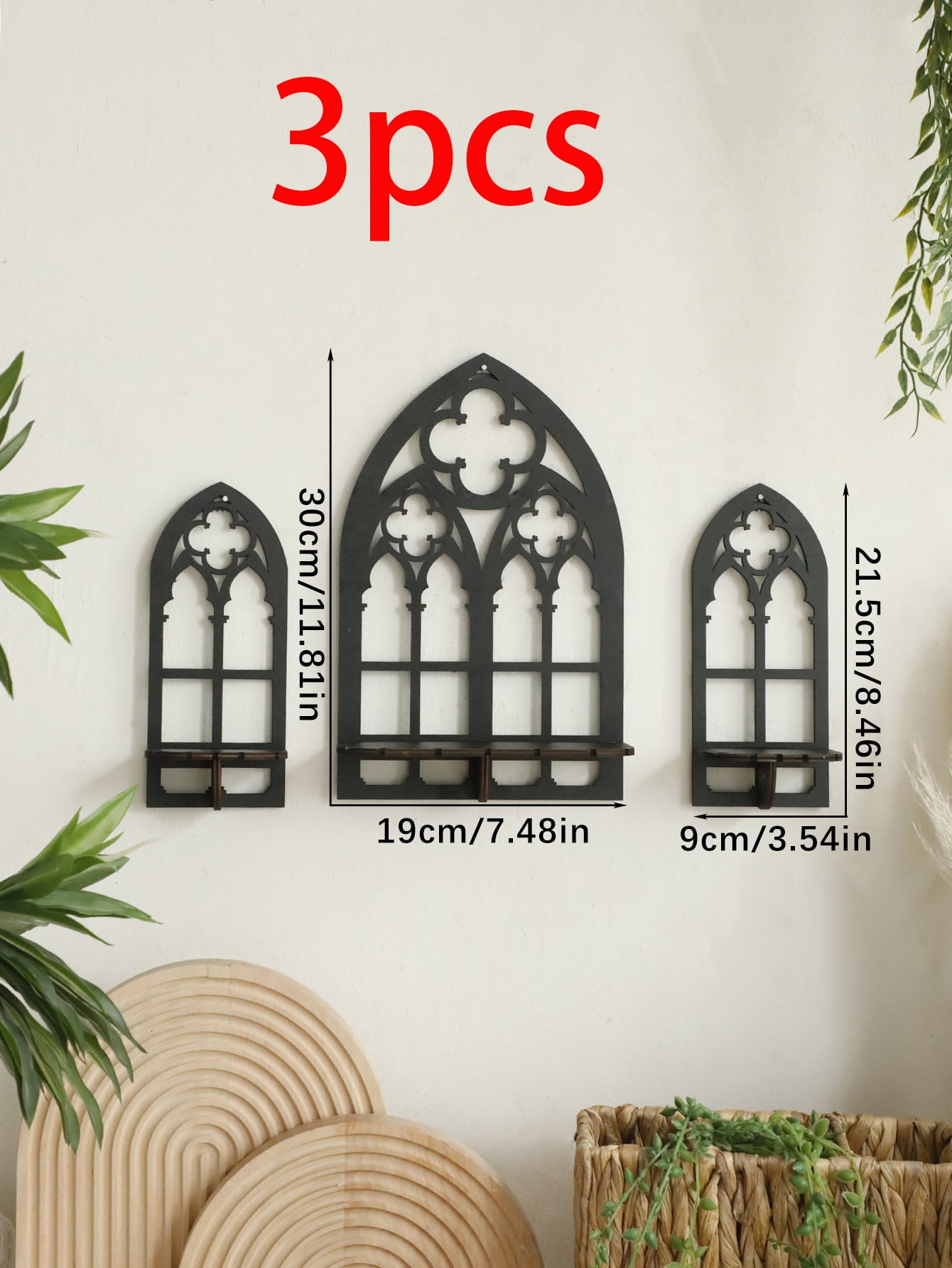 1/3Pc Gothic Wooden Hollow Wall Decoration Wall Decor Vintage Cathedral ...