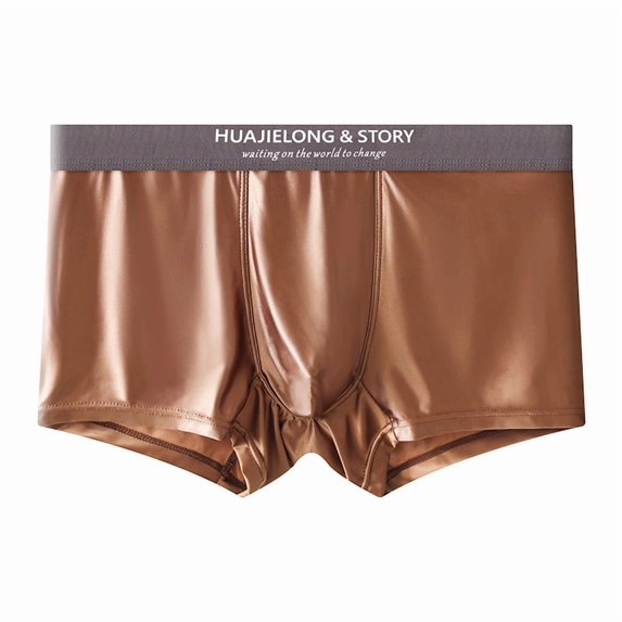 1/3Pcs Breathable Thin Satin Silk Boxer Briefs Seamless Mid Waist Ice ...