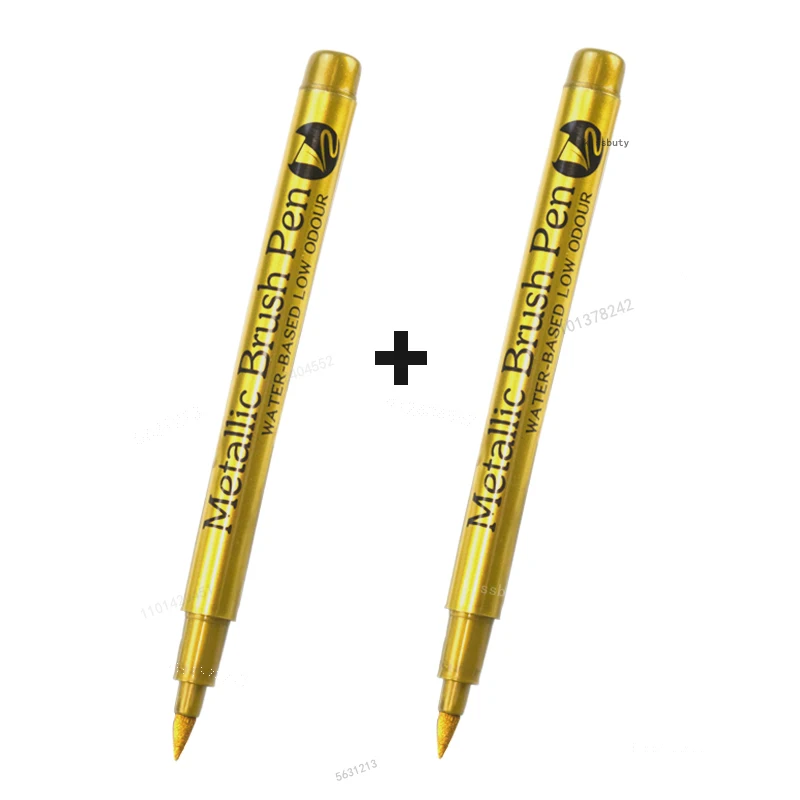 1/3Pcs Brush Metallic Marker Pens Gold Silver Copper Permanent Art ...