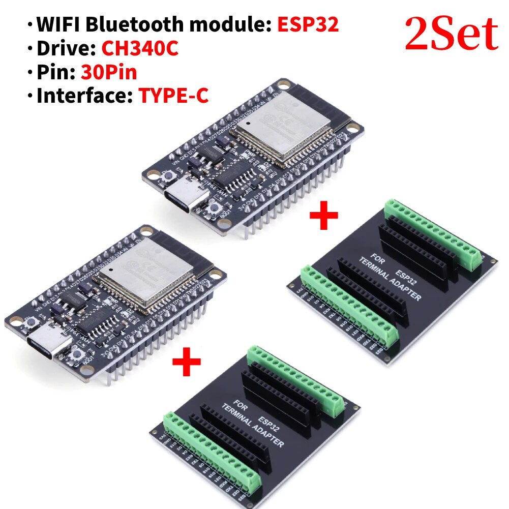 1-3Set ESP32 WROOM-32 CH340C Development Board TYPE-C Micro USB WiFi+Bluetooth Ultra-Low Power ...