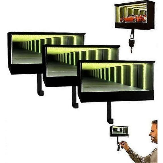 1-3X Infinity Garage Keychain, Wall Mounted Infinity Mirror LED Lamp ...