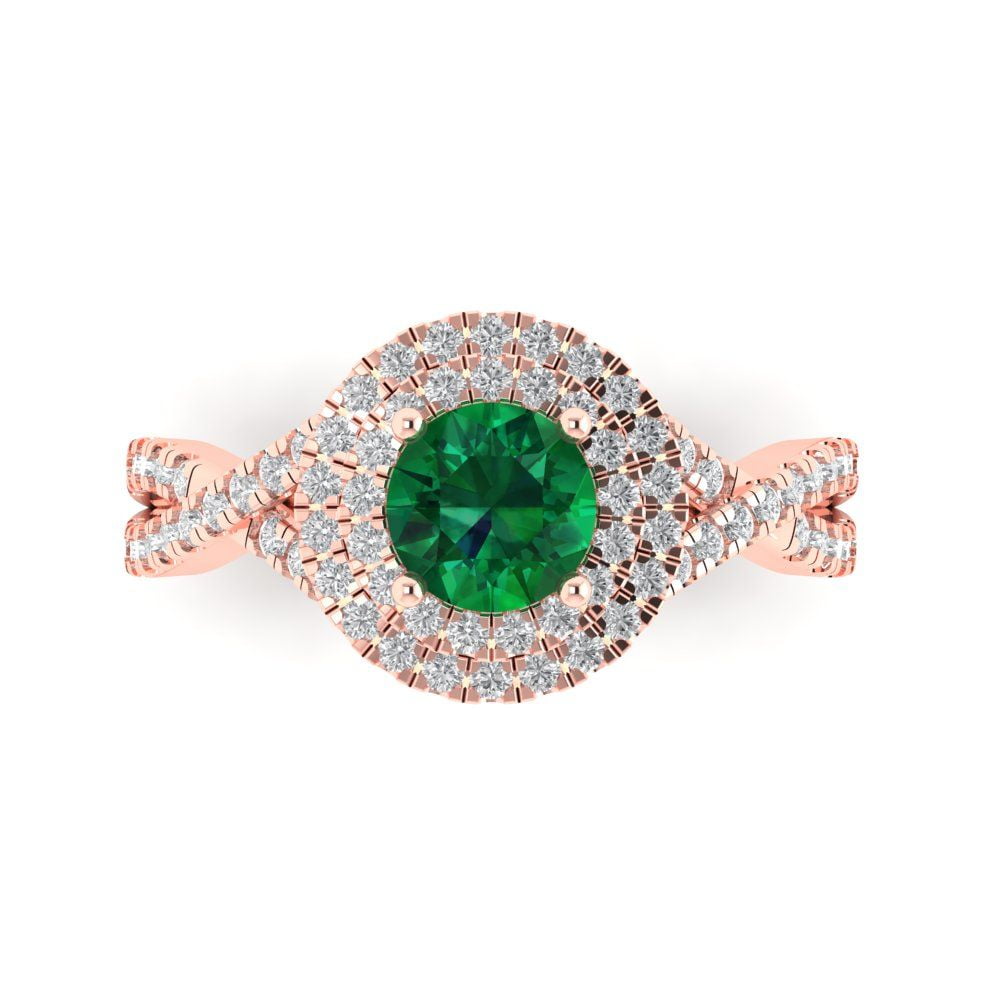 1.3125 ct Round Cut Simulated Emerald Solitaire with Accents Engagement ...