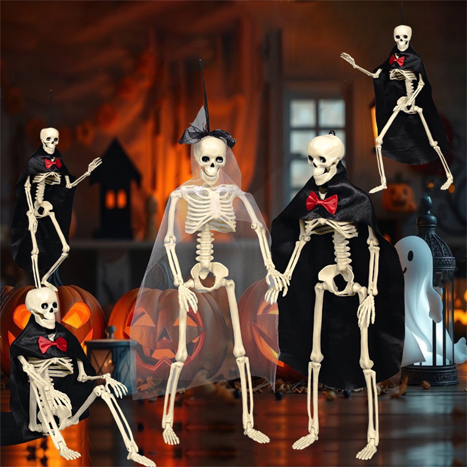 1.3ft Life-Size Skeleton Outdoor Spooky Decor, Posable Joints Halloween ...
