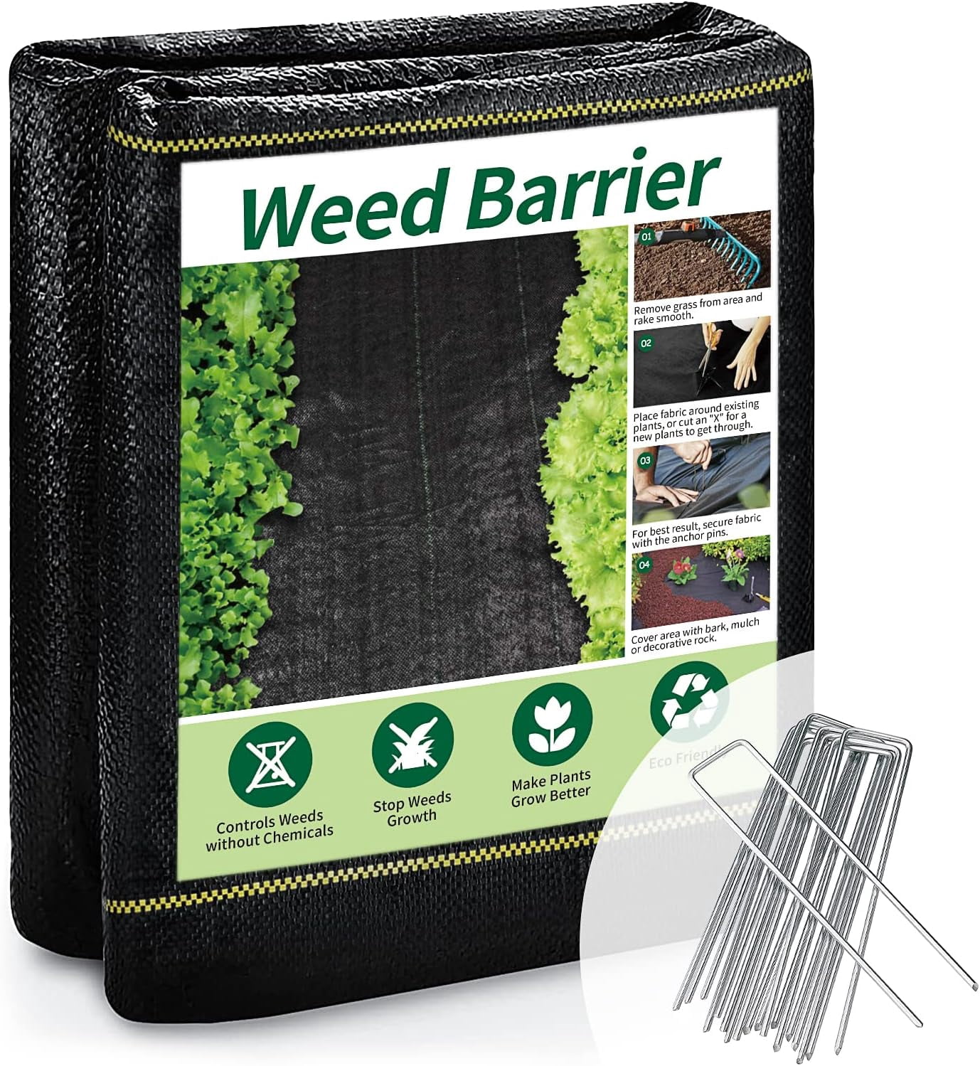 1.3ft x50ft Black Weed Barrier Landscape Premium Fabric-Heavy Duty ...