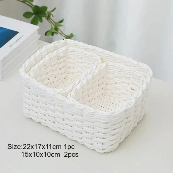 1/3pcs Handmade Straw Woven Soft Round Paper Rope Storage Basket for ...