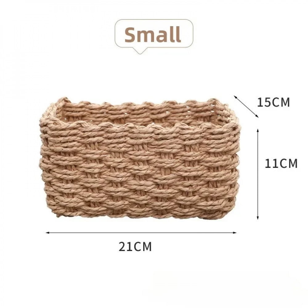1/3pcs Handmade Straw Woven Soft Round Paper Rope Storage Basket for ...