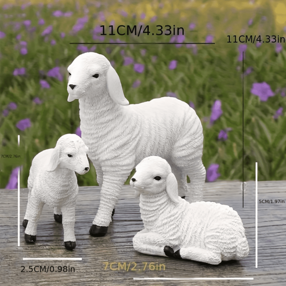 1/3pcs Sheep Simulation Statue, Outdoor Garden Resin Crafts, For Yard ...