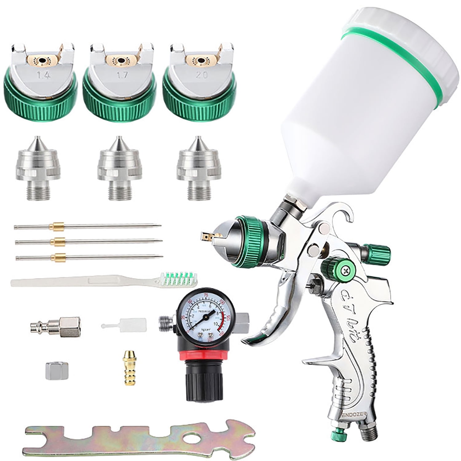 1.4/1.7/2.0mm HVLP Spray Gun with 600 ml Plastic Cup - Professional ...