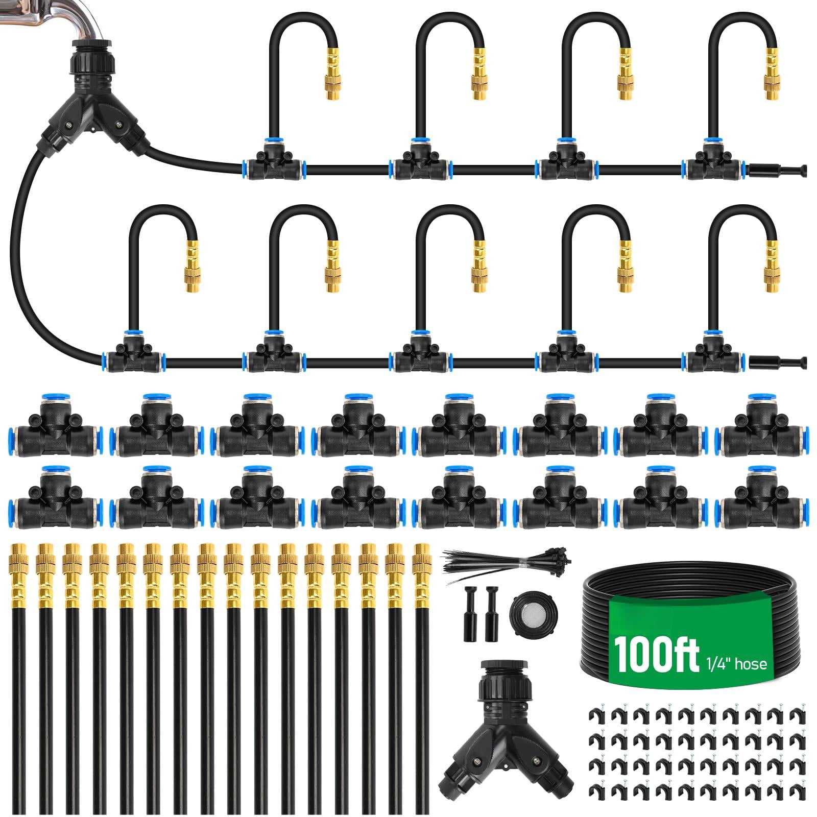 1/4" 100ft Drip Irrigation System for Garden Outdoor Plants Lawn Raised ...