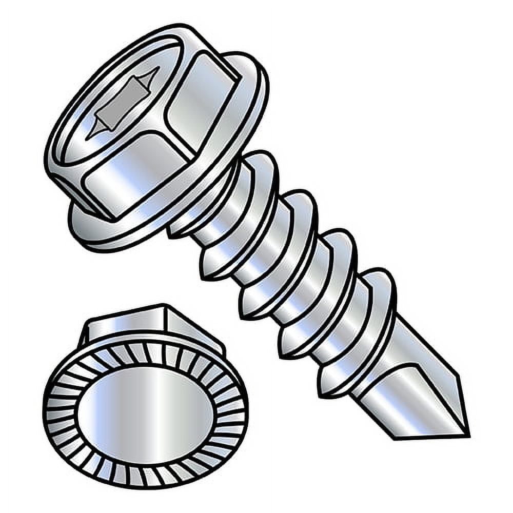 1/4-14X3/4 6 Lobe Indented Hex Washer Serrated Self Drilling Screw Full ...
