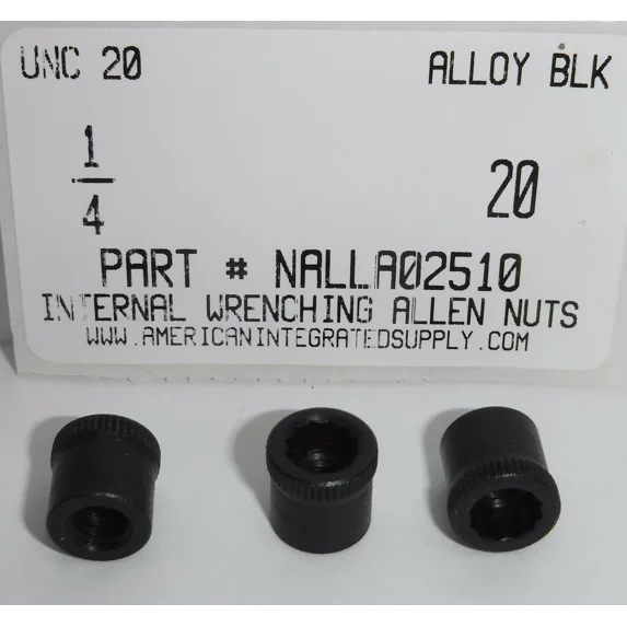 1/4-20 Internal Wrenching Allen Nuts Alloy Steel Black (5) - Walmart.com
