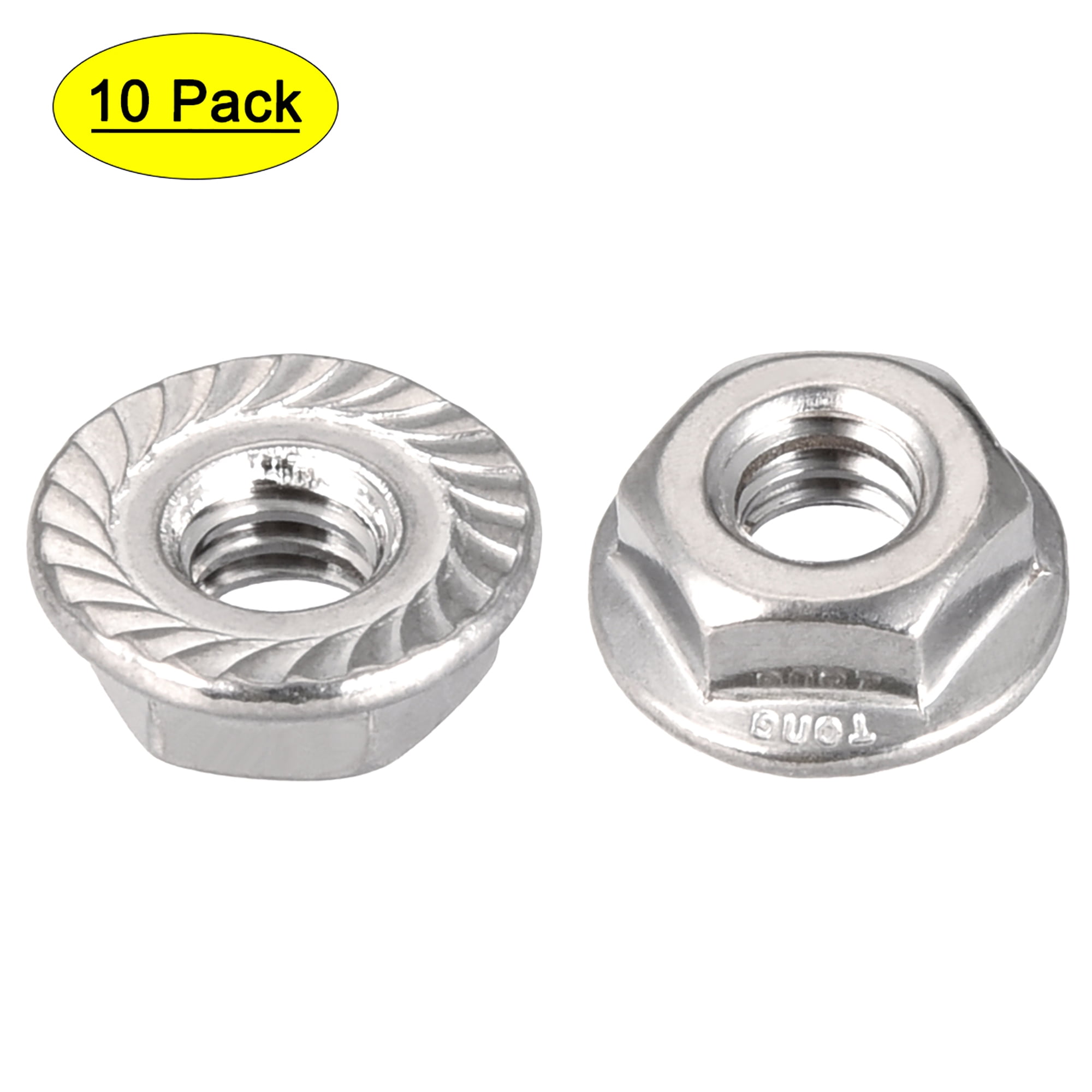 1/4-20 Serrated Flange Hex Lock Nuts 304 Stainless Steel 10 Pcs ...