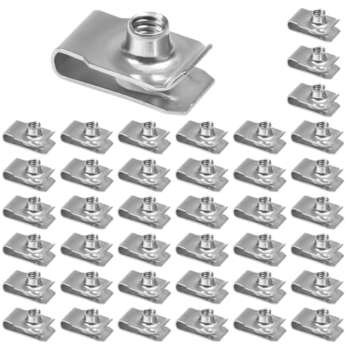 1/4"-20 U-Style Clip-On Nut, Stainless Steel Regular Extruded U-Nut, U-Type Fasteners, Pack of ...