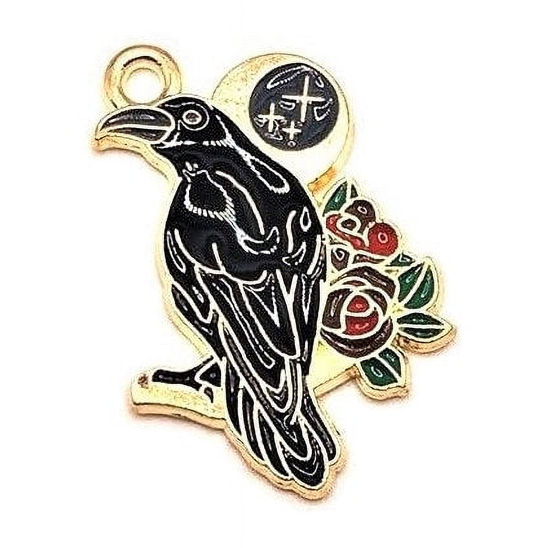 1, 4, 20 or 50 Pieces: Black Enamel Raven with Rose Charms - Walmart.com