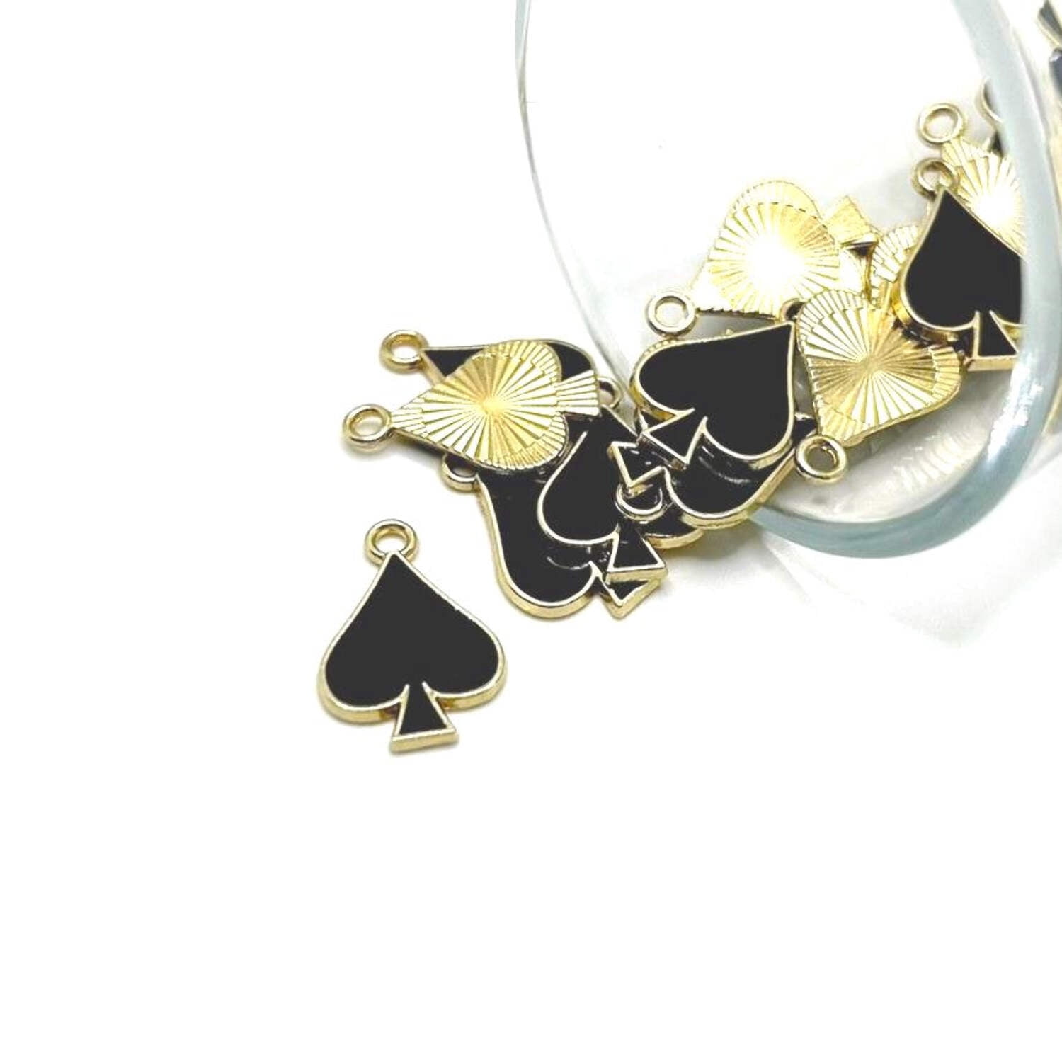 1, 4, 20 or 50 Pieces: Black Playing Card Spade Charms - Walmart.com