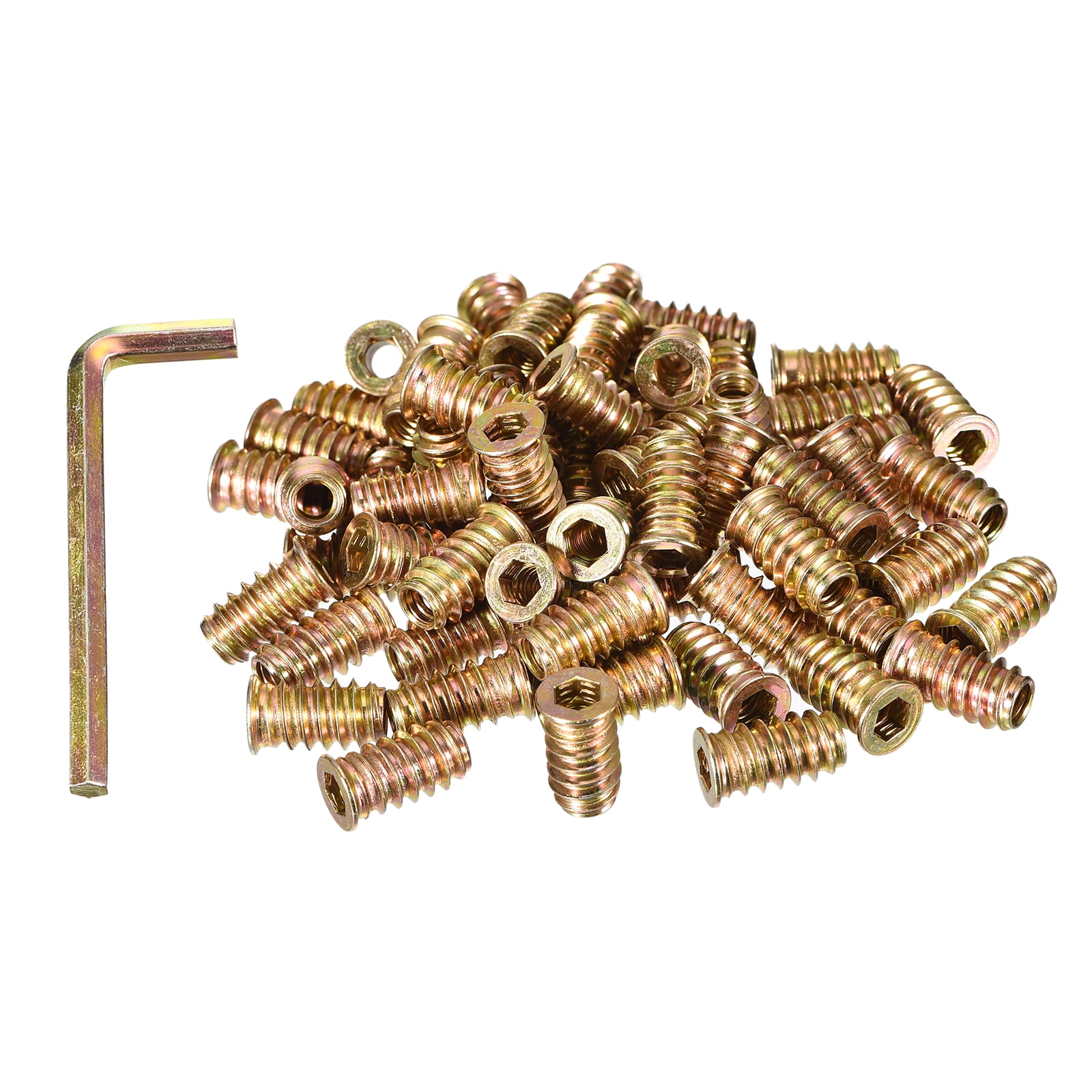 1/4-20 x 20mm Threaded Inserts Nuts, 100 Pack Wood Insert Nuts with Hex ...