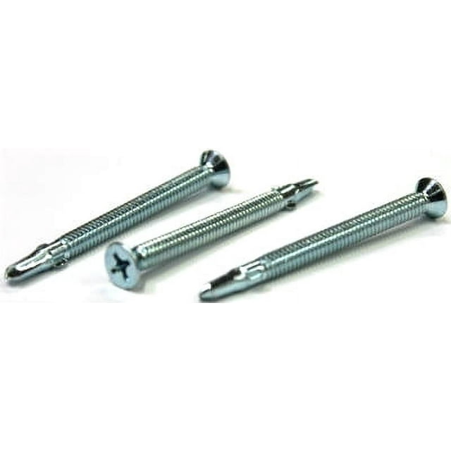 1/4-20 x 3 1/2" Self-Drilling Screws / Phillips / Flat Head / Wings / #4 Drill Pt / Steel / Zinc ...