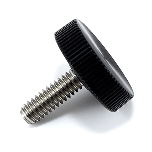 1/4"-20 x 3/4" Thumb Screw Stainless Steel - Black Knurled Round ...