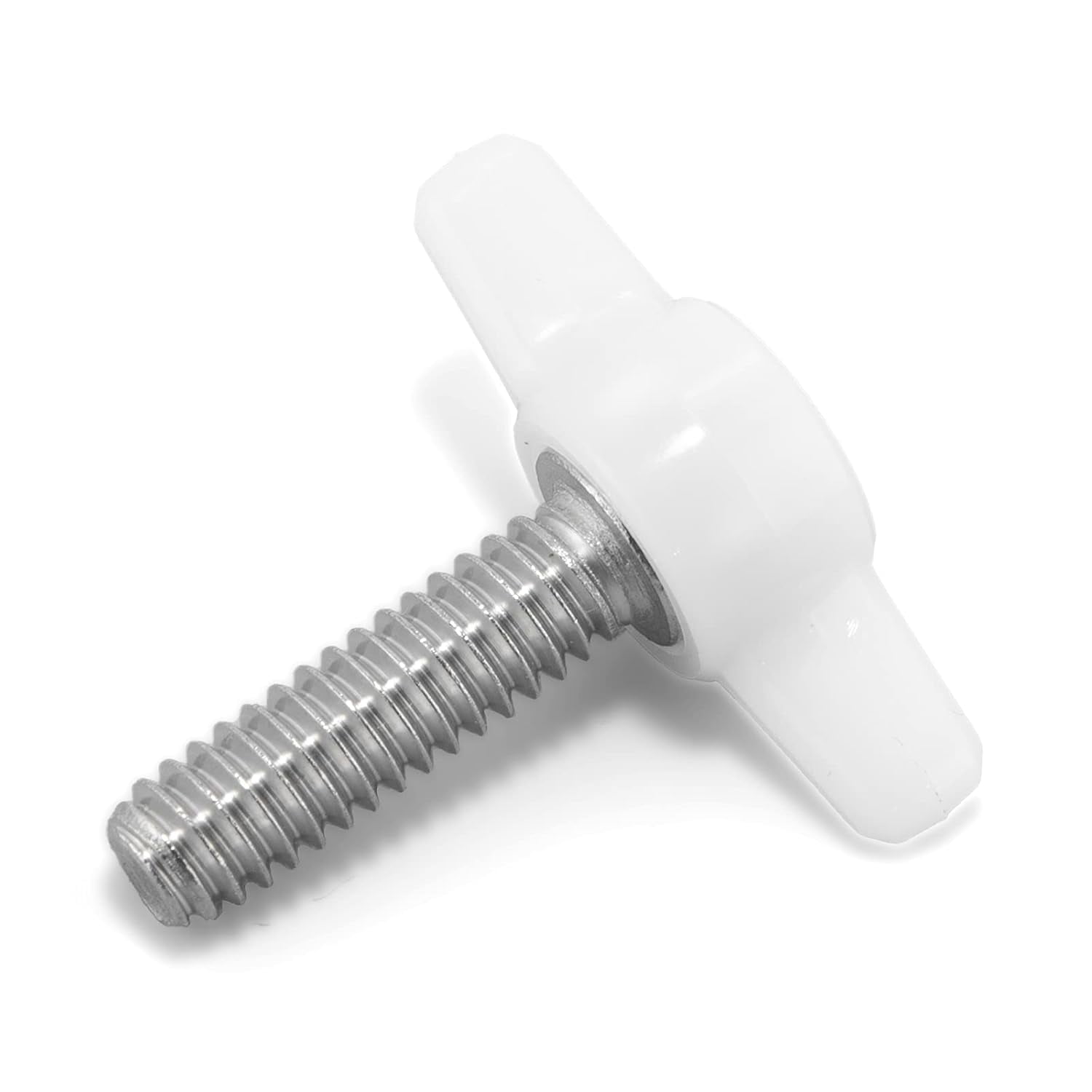 1/4"-20 x 7/8" Thumb Screw Stainless Steel - White Tee Wing Plastic Knob - Standard/Coarse ...