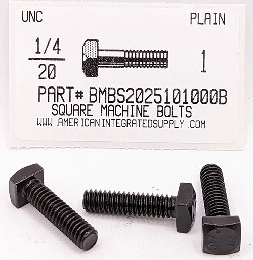 1/4-20X1 Square Head Machine Bolts Steel Plain (20) - Walmart.com