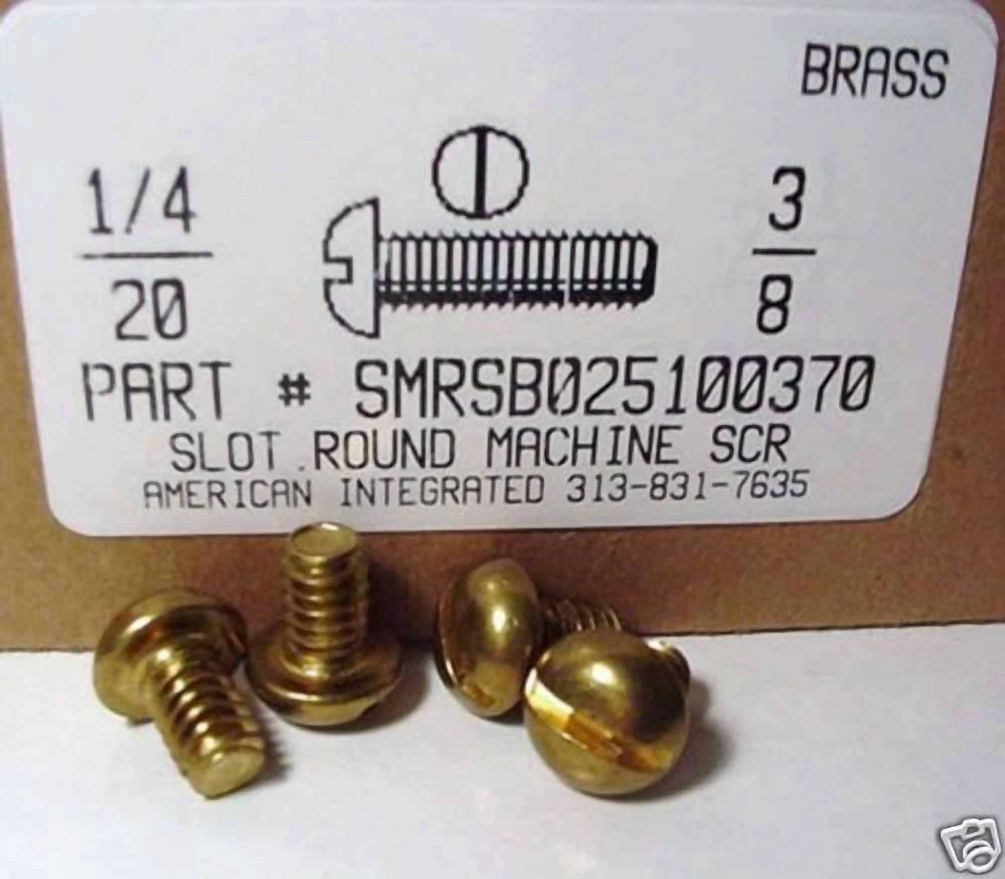 1/4-20X3/8 Round Head Slotted Machine Screws Solid Brass (10) - Walmart.com