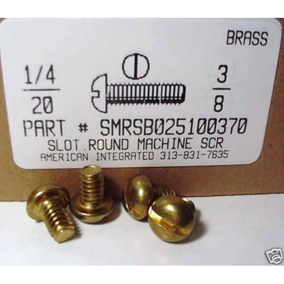1/4-20X3/8 Round Head Slotted Machine Screws Solid Brass (10) - Walmart.com