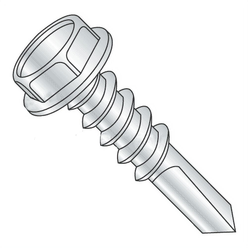 1/4"-28 x 4" Self-Drilling Screws / Unslotted / Hex Washer / Steel ...
