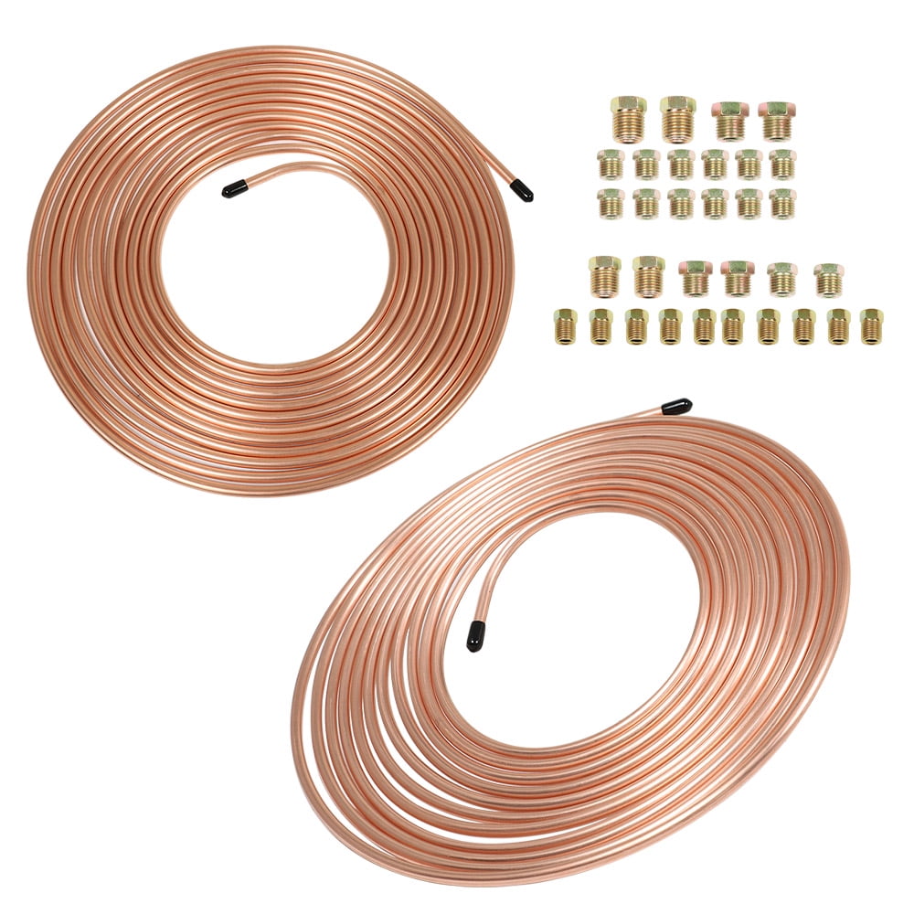 1/4" & 3/16" 25 Ft. Copper Nickel Brake Line Tubing Kit 32 Fittings ...