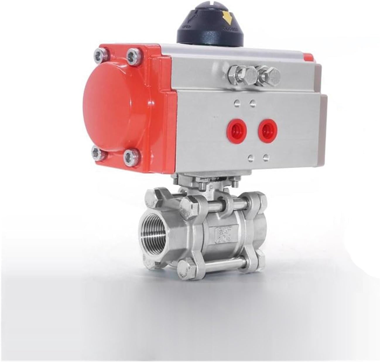 1/4" 3/8" 1/2" 3/4" 1" Three Piece High Platform Pneumatic Ball Valve 304 Stainless steel Q611F ...