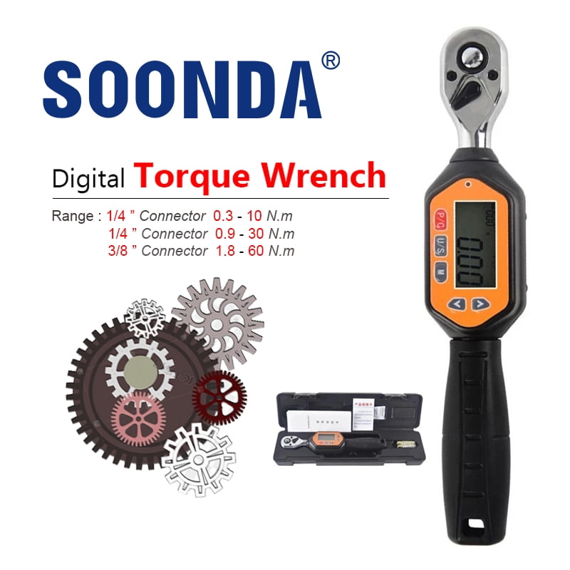 1/4"3/8" Digital 10-30-60 N.m Torque Wrench Adjustable Torque Wrench Force Measurement ...