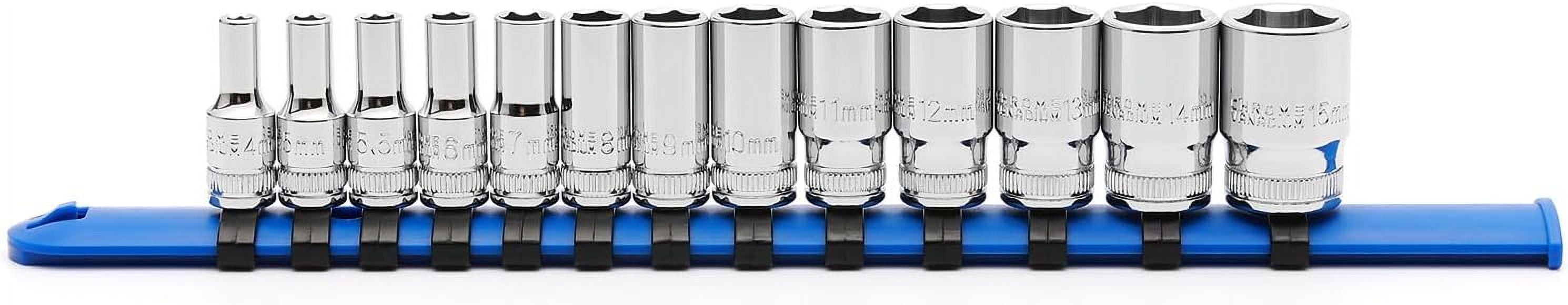1/4" Drive Mid-Length Socket Set with Storage Rails, 13-Piece, 6 Point ...