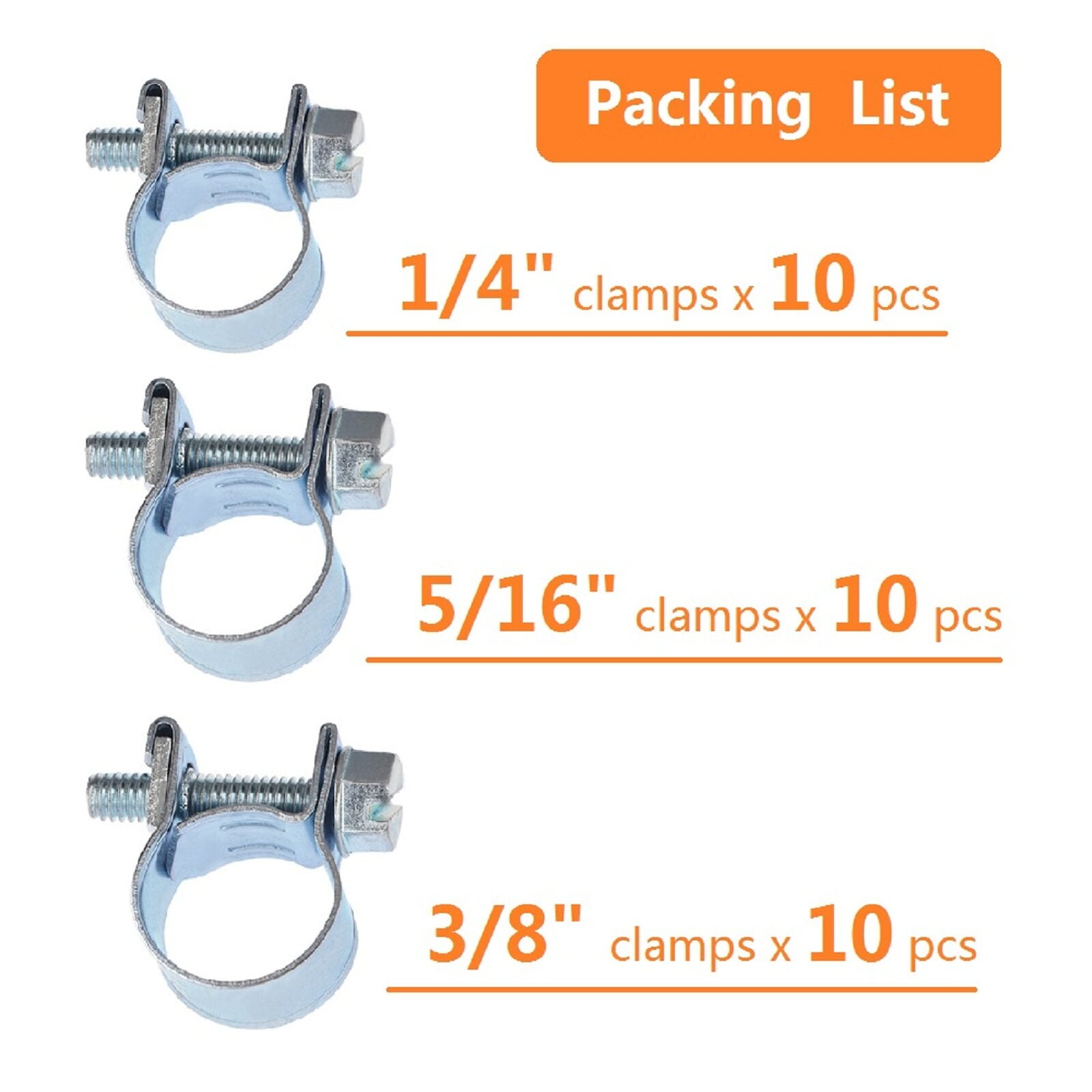 1/4" 5/16" 3/8" Fuel Injection Gas Line Hose Clamps Kit, 30Pcs ...