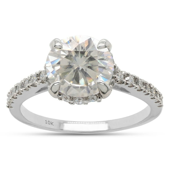 1 1/3 ct.t.w Center 6.5MM Round Cut Lab Created Moissanite Diamond ...